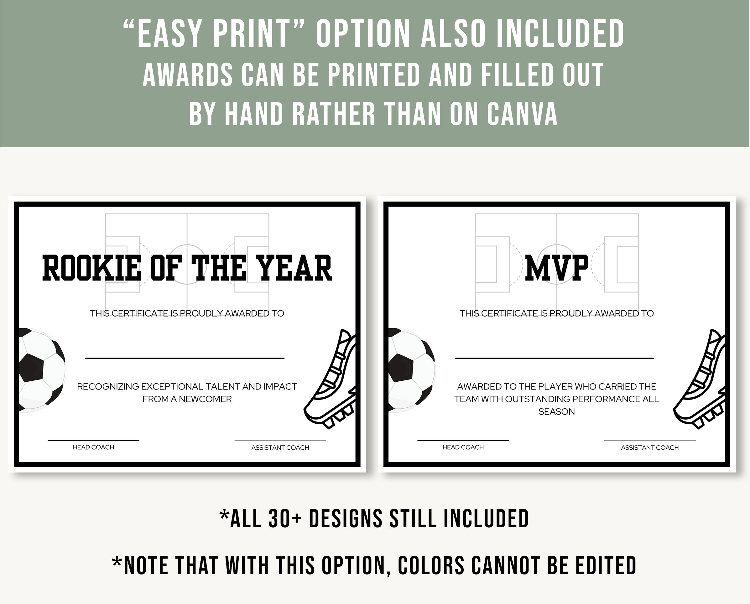 Editable Soccer Award Certificates | Soccer Team Awards | End of the ...