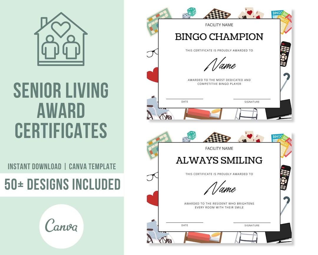 Senior Living Awards | Printable Editable Awards for Retirement Homes ...