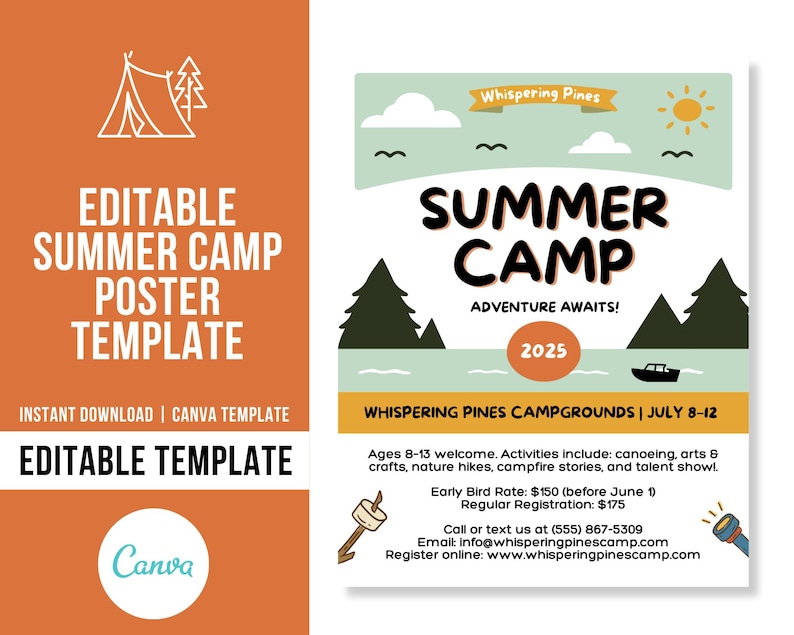 Editable Summer Camp Poster | Summer Camp Poster | Camp Flyer | Camp ...