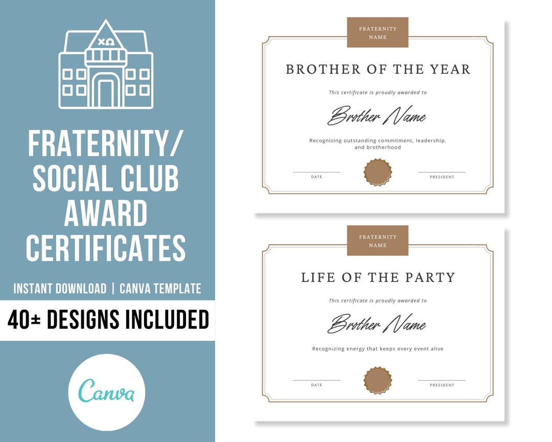 Fraternity Award Certificates | Fraternity Awards | Social Club Awards ...
