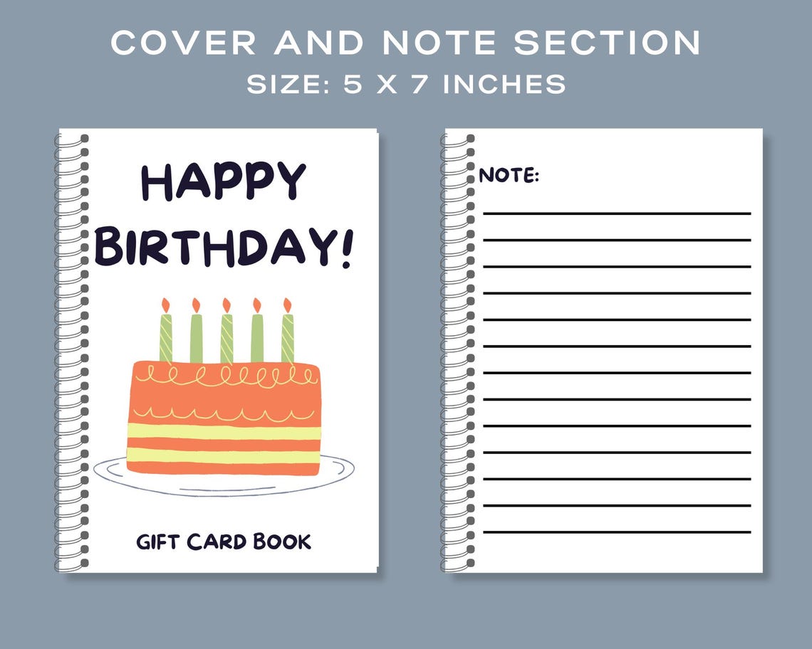 Printable Birthday Gift Card Book | Gift Card Book Birthday | Birthday ...
