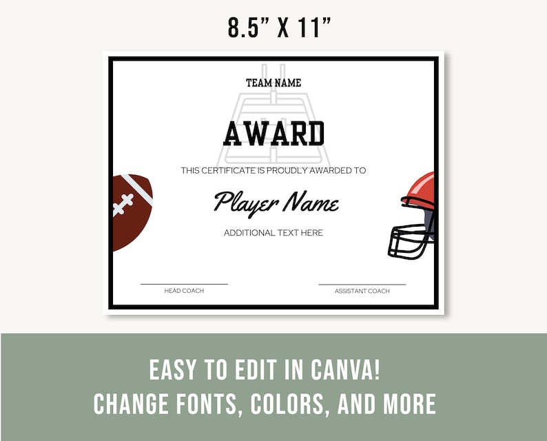 Editable Football Award Certificates | Football Team Awards | End of ...
