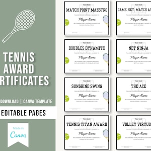 Editable Tennis Award Certificates | Tennis Team Awards | End of the ...