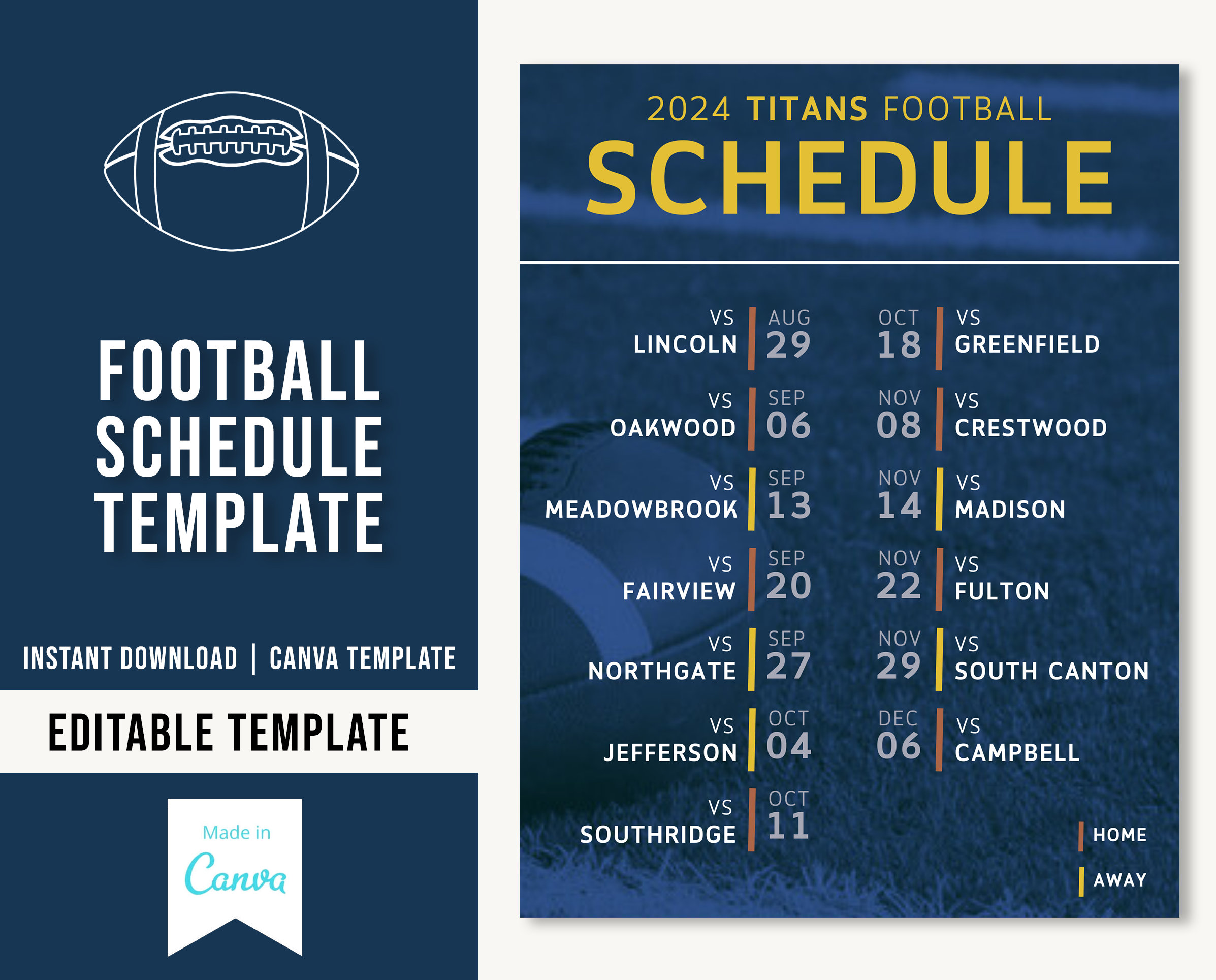 Editable Football Schedule Template | Football Schedule Template ...