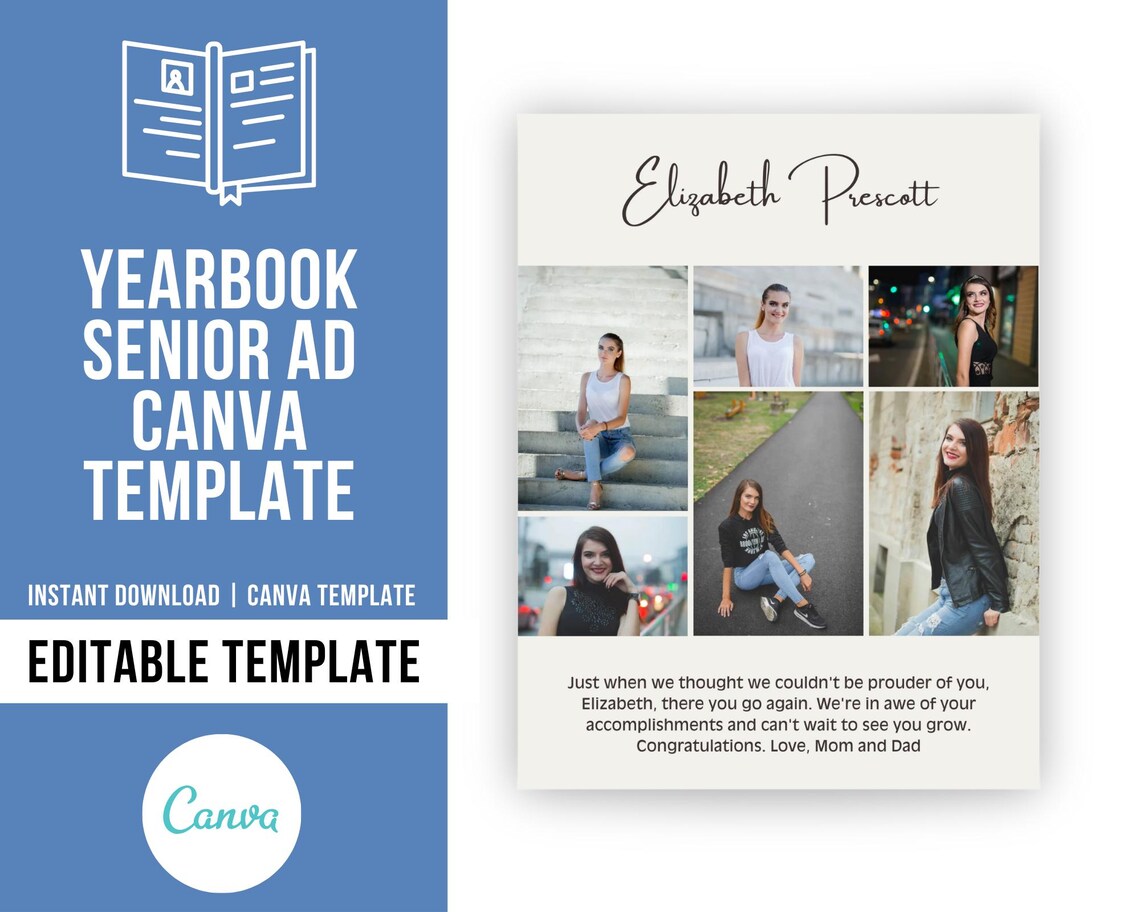 Yearbook Ad Canva Template | Senior Ad Template | Yearbook Senior Ad ...