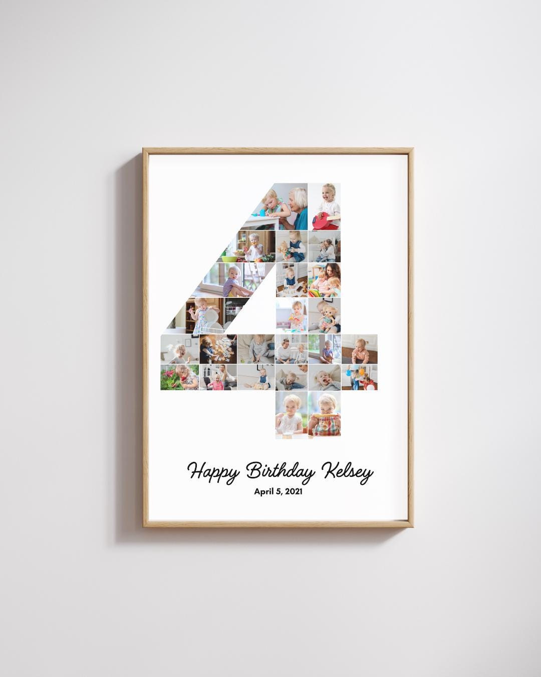 Fourth Birthday Collage Template | Fourth Bday Poster | Fourth Birthday ...