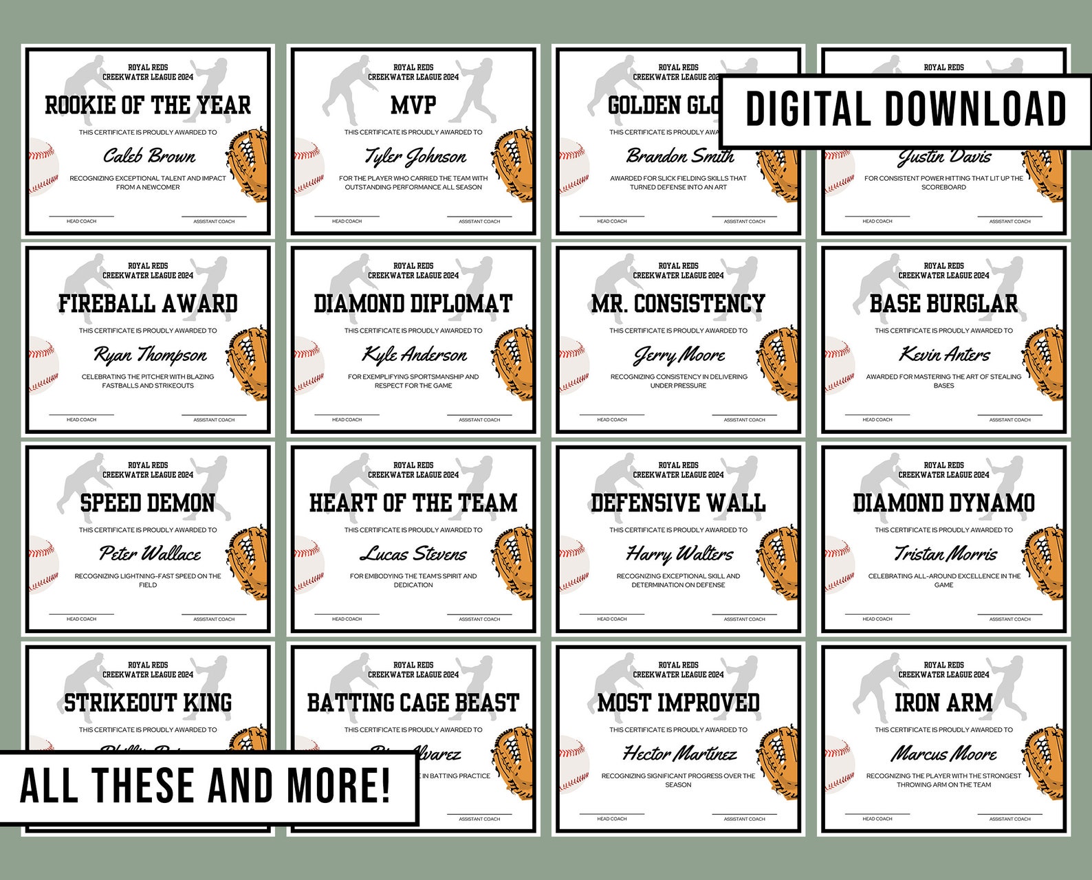Editable Baseball Award Certificates | Baseball Team Awards | End of ...