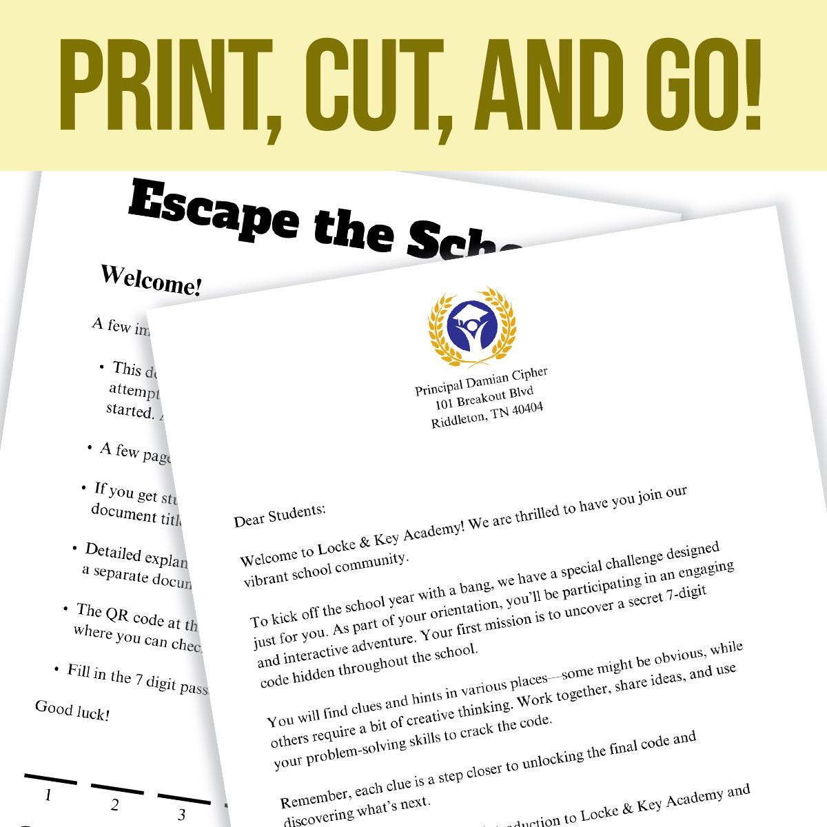 Escape School PDF Game | School Themed Escape Room | PDF Game for ...