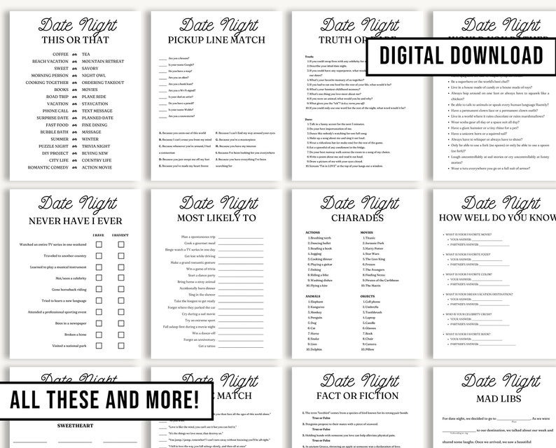 Date Night Games | Date Night Game Bundle | Couples Games | Wedding Anniversary Games ...