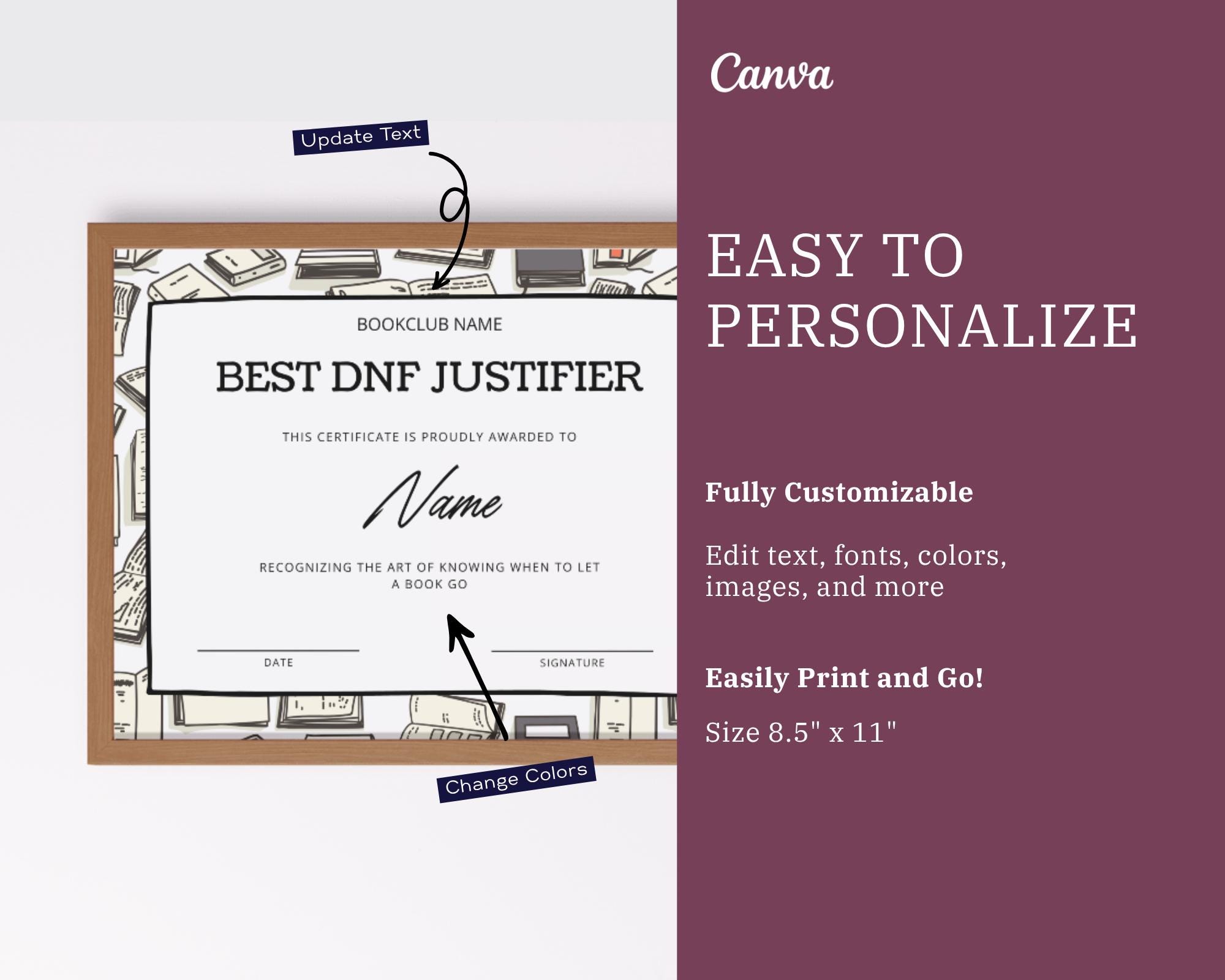Editable Book Club Award Certificates | Book Club Awards | Book Club ...