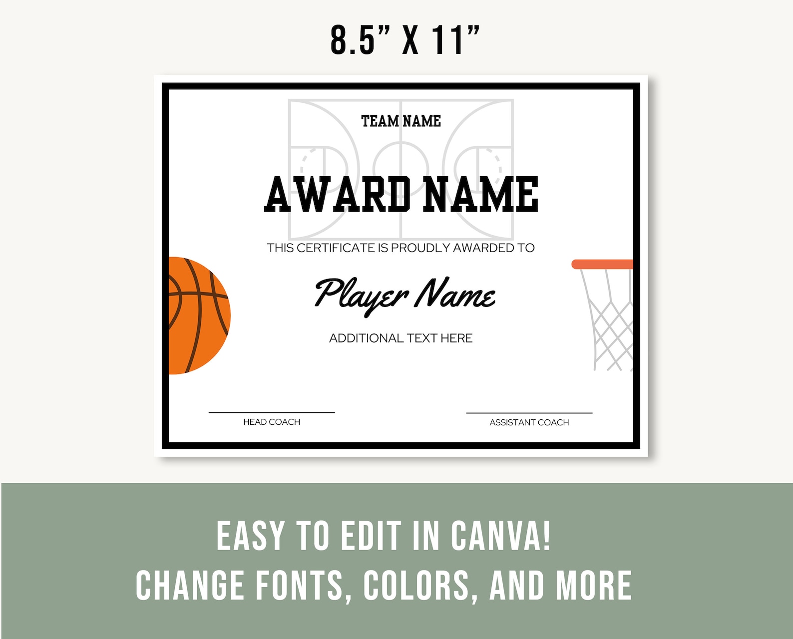 Editable Basketball Award Certificates | Basketball Team Awards | End ...