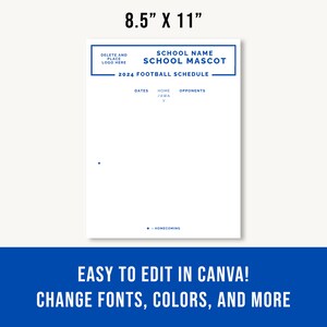 Editable Football Schedule Template | Football Schedule Template ...