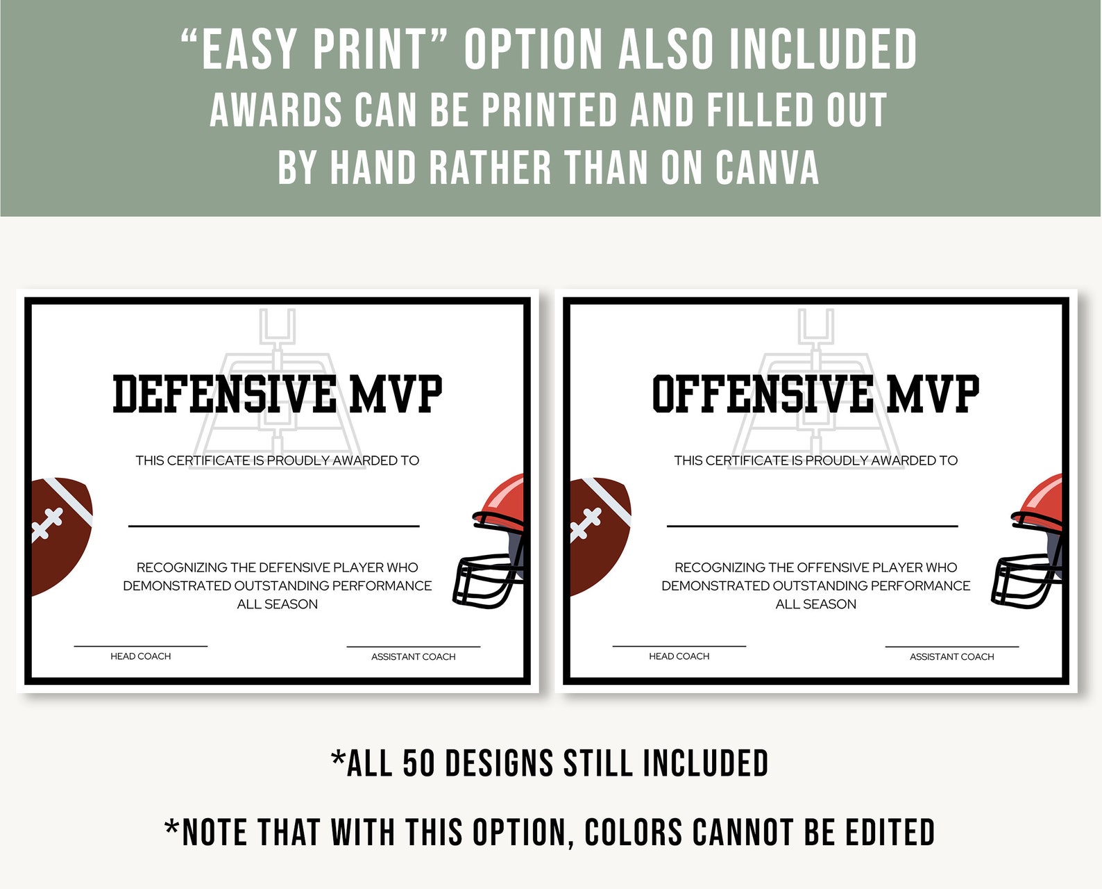 Editable Football Award Certificates | Football Team Awards | End of ...