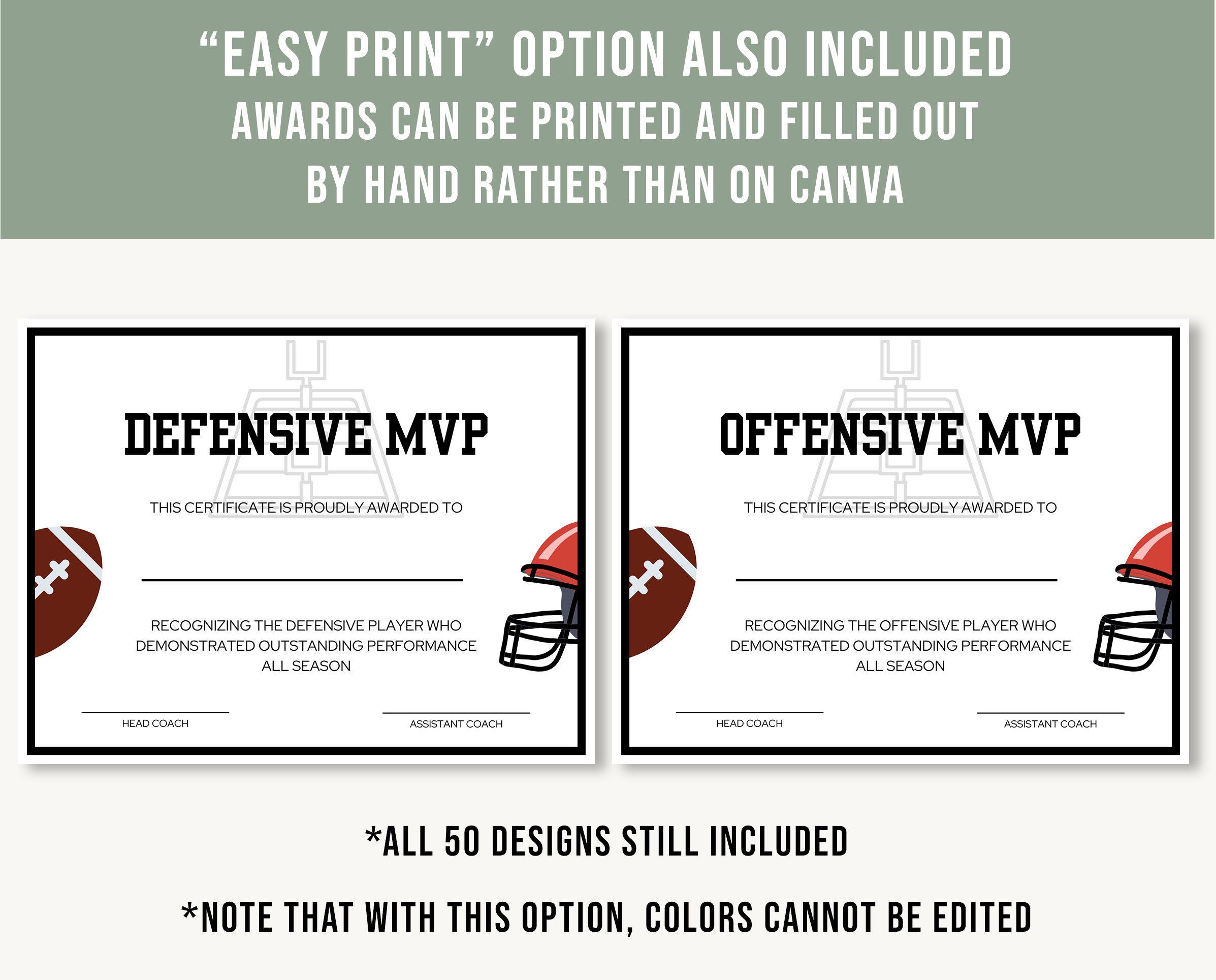 Editable Football Award Certificates | Football Team Awards | End of ...