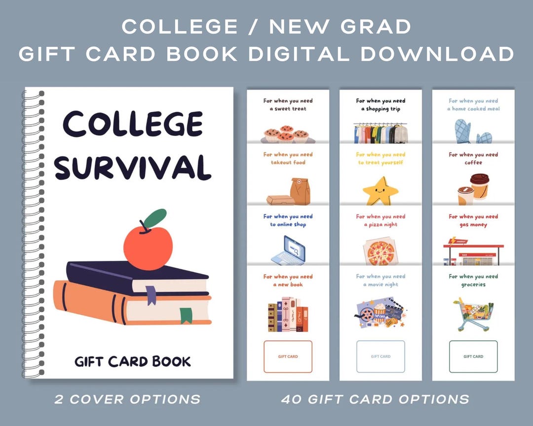 Printable Gift Card Book for Graduation or College | Gift Card Book ...