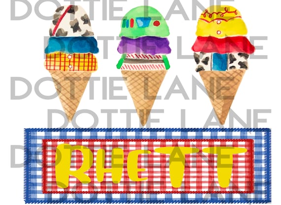 Toy Ice Cream Cone Trio With Name Block - Etsy