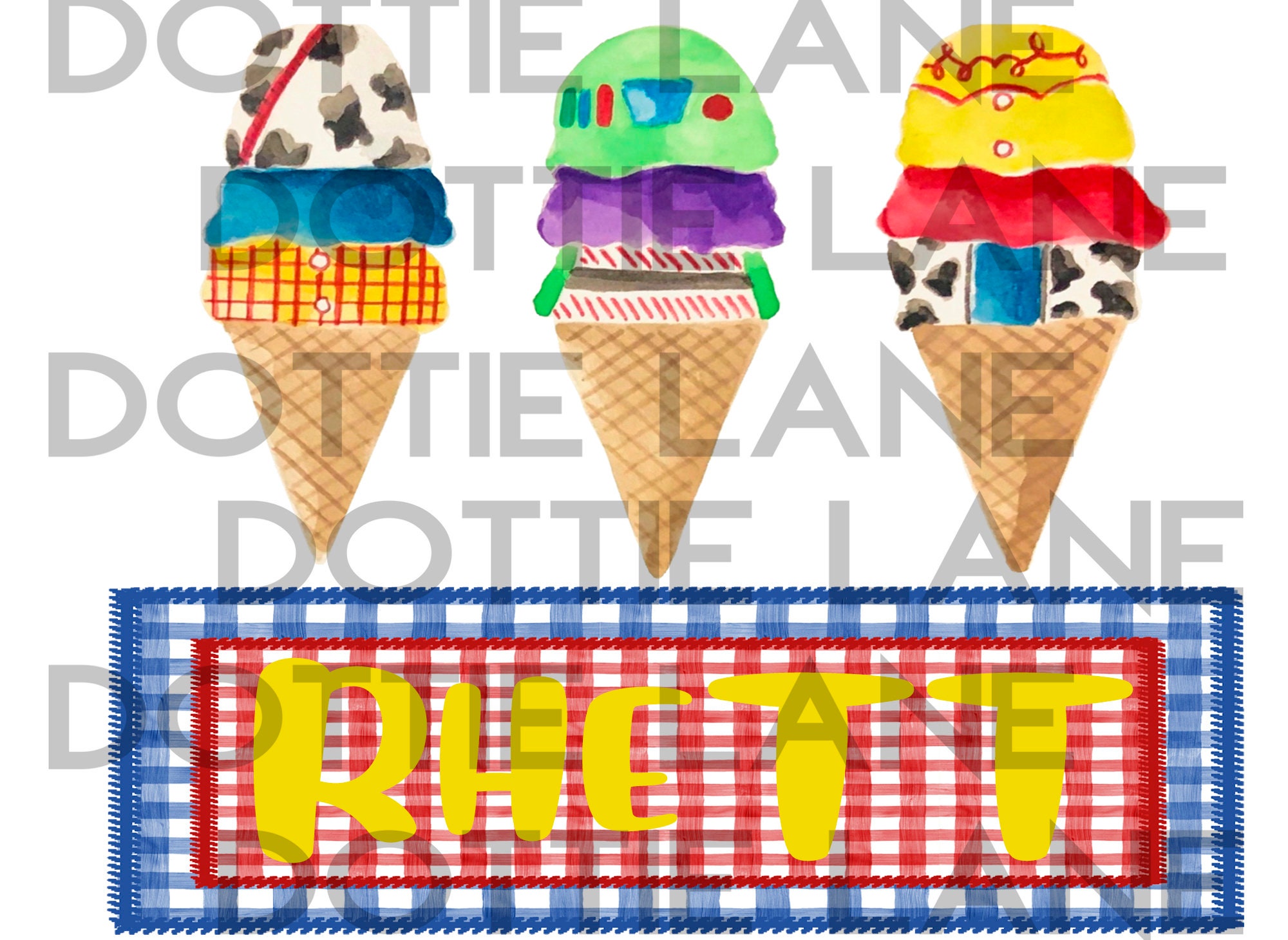 Toy Ice Cream Cone Trio With Name Block - Etsy