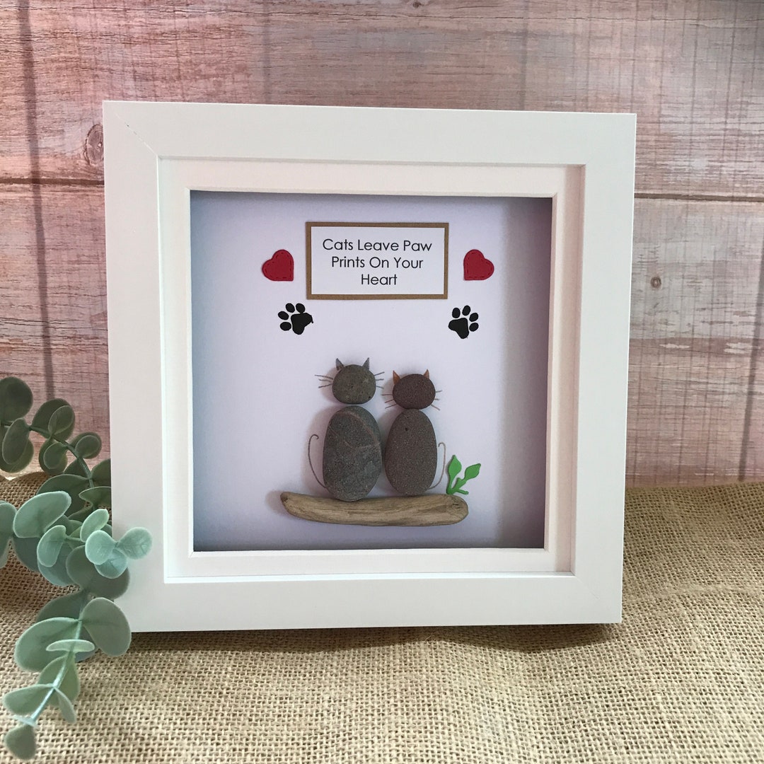 Pebble Art, Pebble Art Picture, Cat Pebble Art Picture, Framed Art, Cat ...