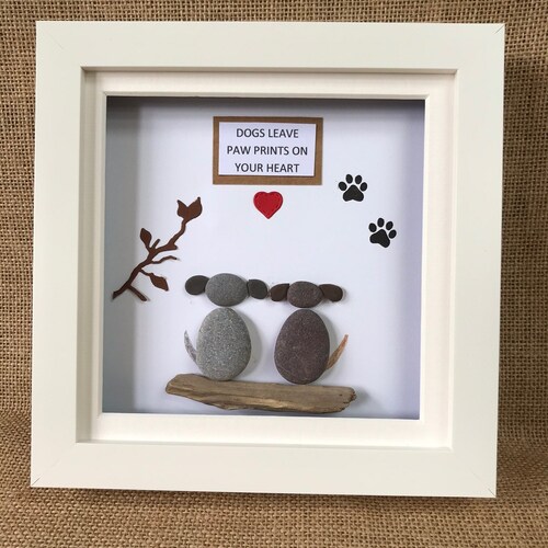 Pebble Art Dog Pebble Picture Framed Art Dogs Paw Beach - Etsy