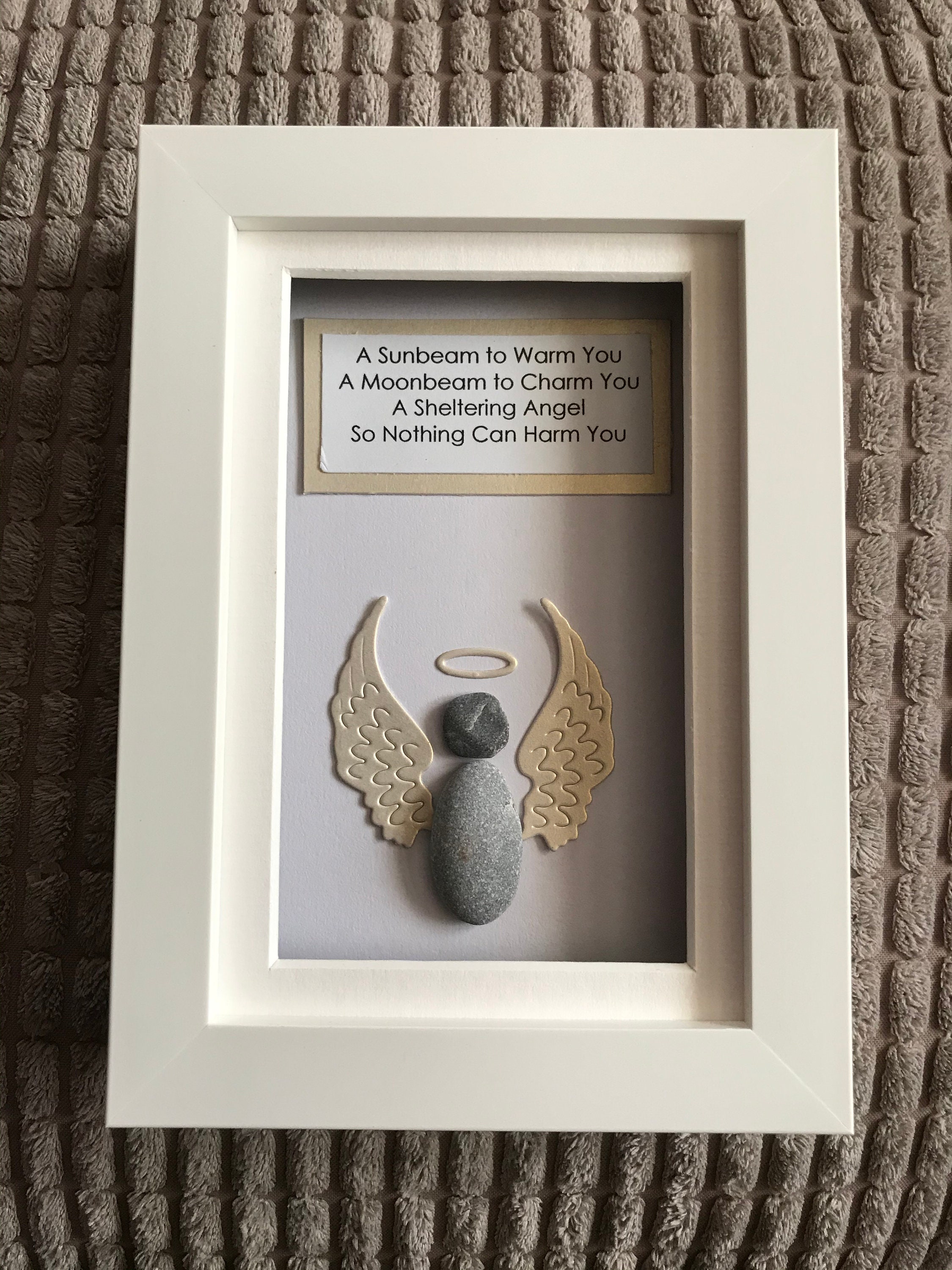 Angel Pebble Art Picture, Hand Made Beautiful Framed Art Angel Pebble ...