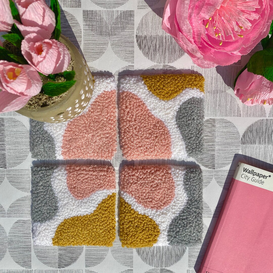 Punch Needle Pebbles Decor / Coasters / Mats Set of 4 - Etsy.de
