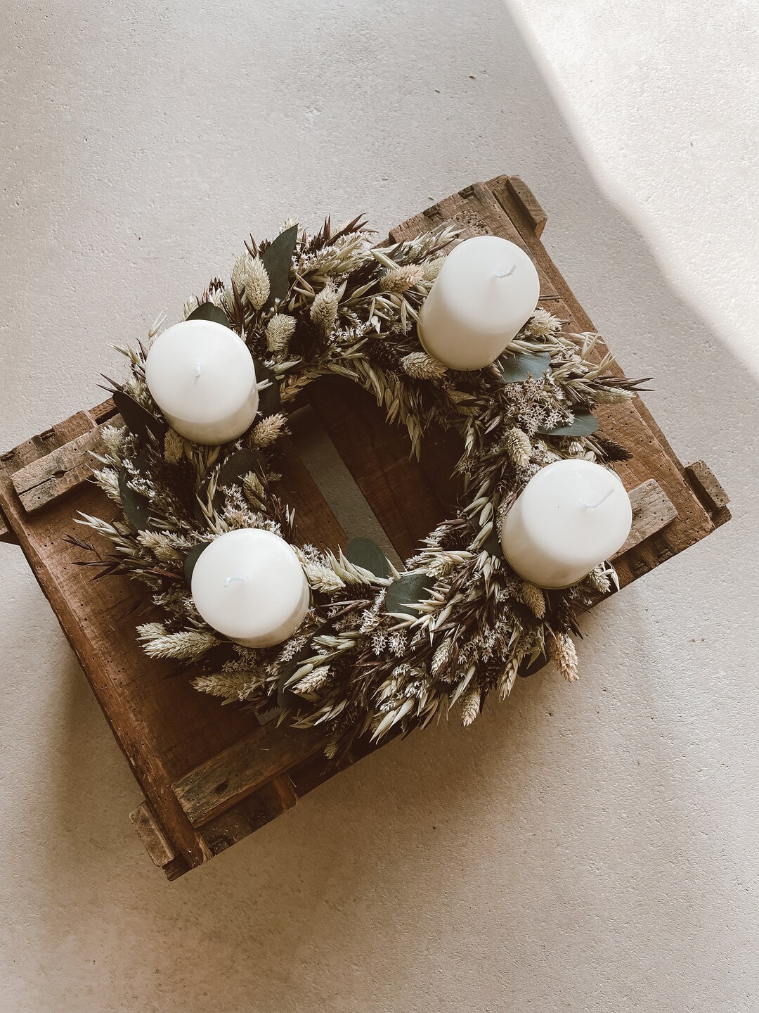 Advent Wreath Boho Dried Flowers Dried Flower Wreath Christmas ...