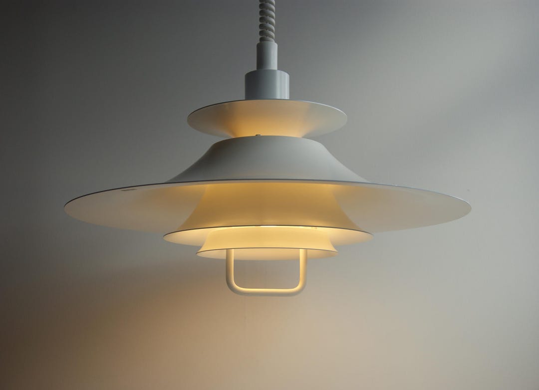 Large White Mid-century Modern Pendant Lamp - Frandsen Denmark - 1033 ...