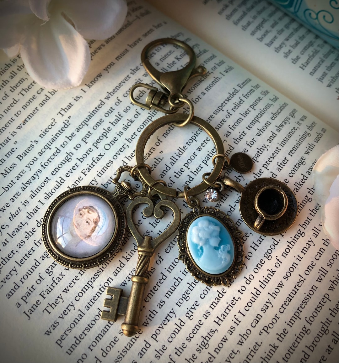 Jane Austen Keychain, Jane Austen Potrait Keychain, Jane Austen Picture ...