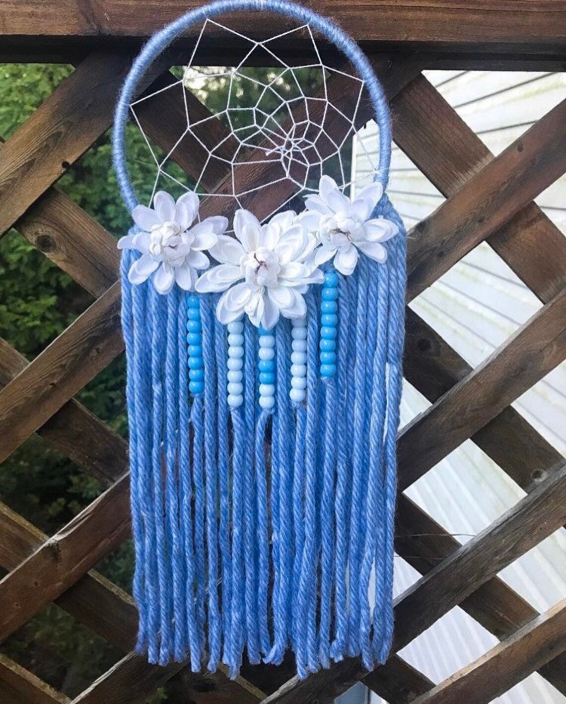Small Baby Blue Dream Catcher With Beads - Etsy