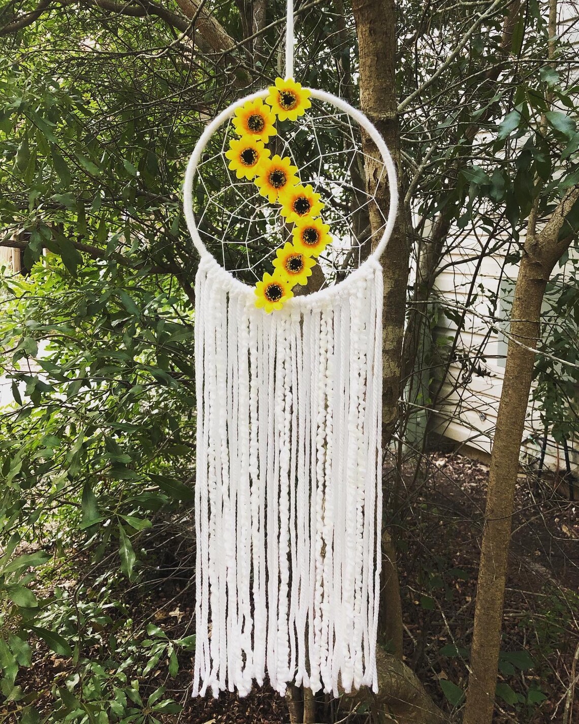 White Sunflower Infinity Dream Catcher - Etsy