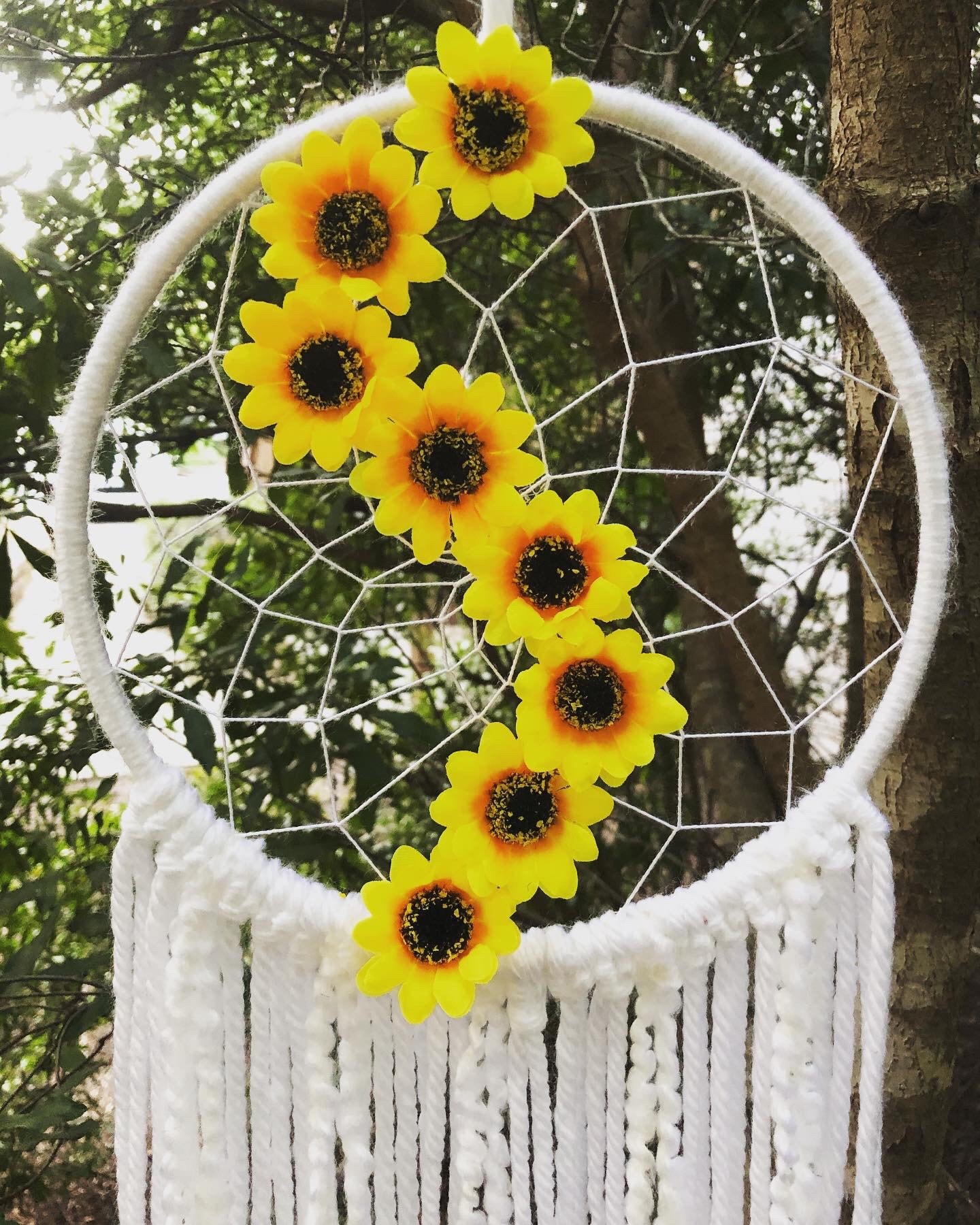 White Sunflower Infinity Dream Catcher - Etsy