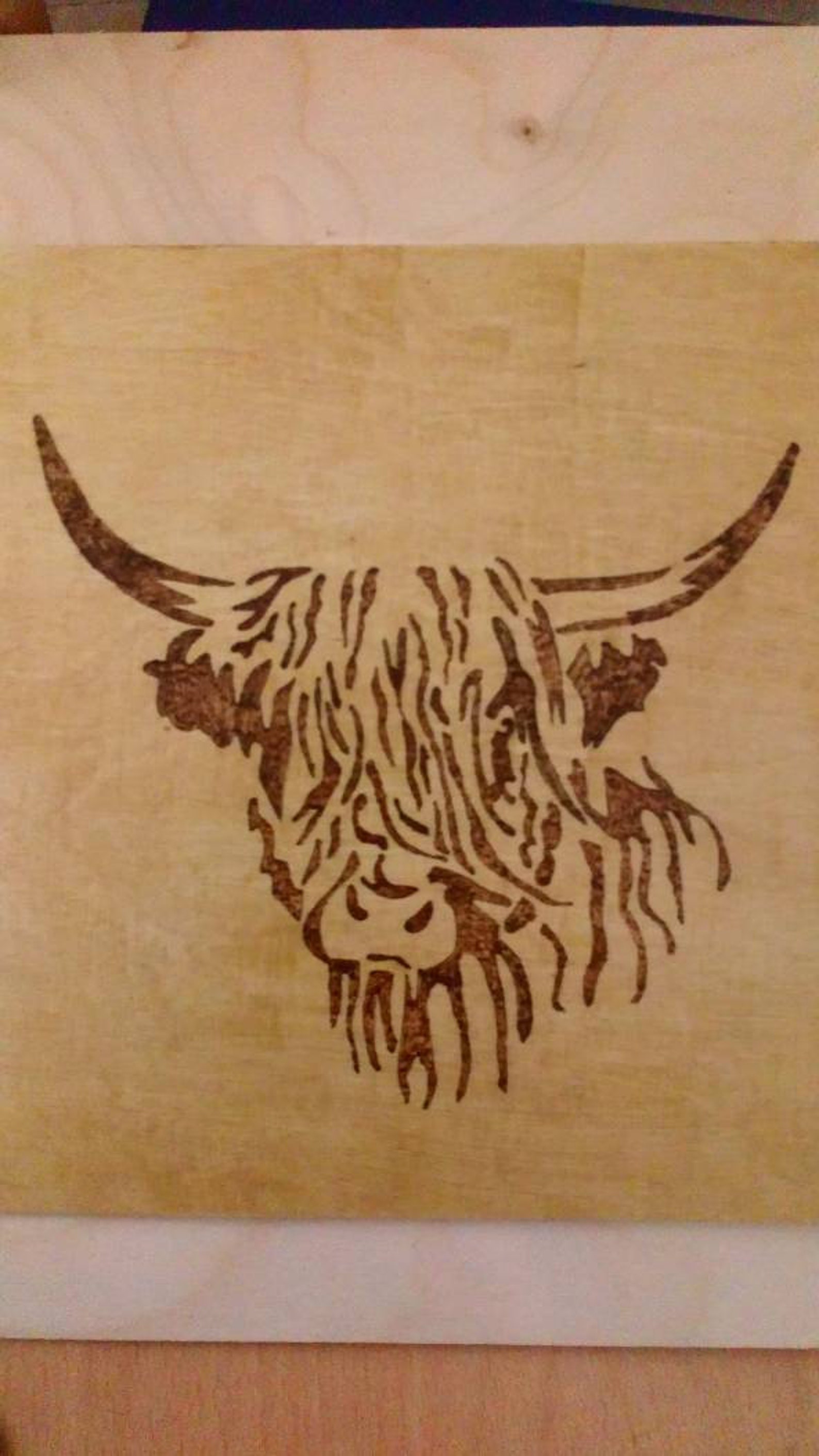 Highland cow pyrography picture | Etsy