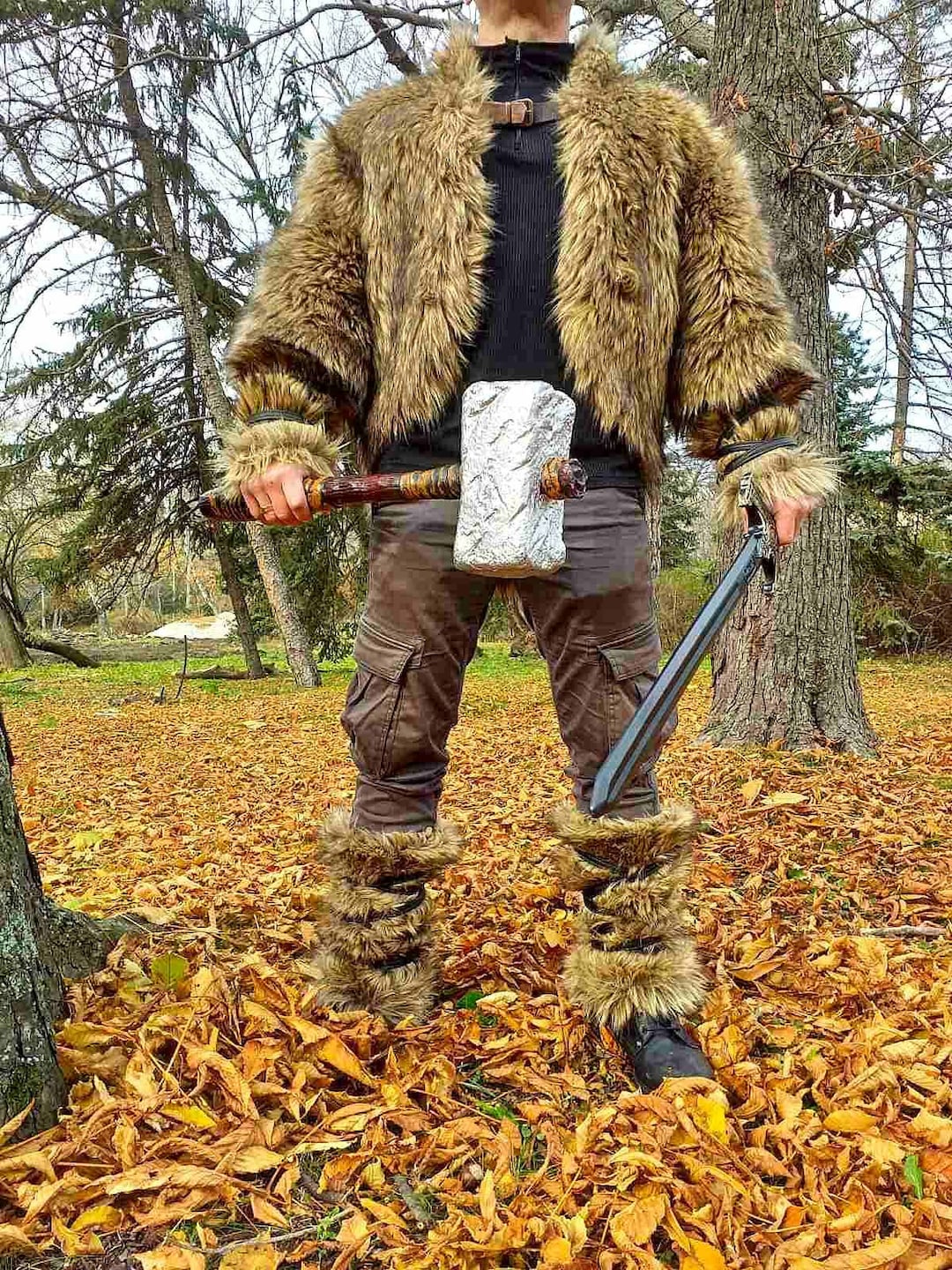 Viking Fur Cloak , Celtic Cloak Gothic Cloak-faux Fur , Fur Leggings ...