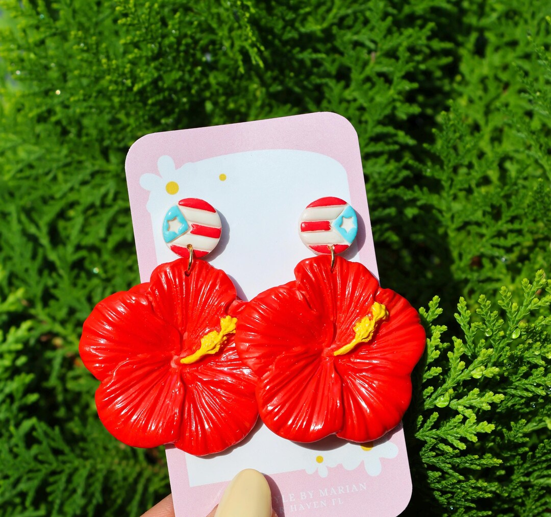 Maga Flower, Hibiscus Earrings, Handmade, Island, Islander, Puerto Rico ...