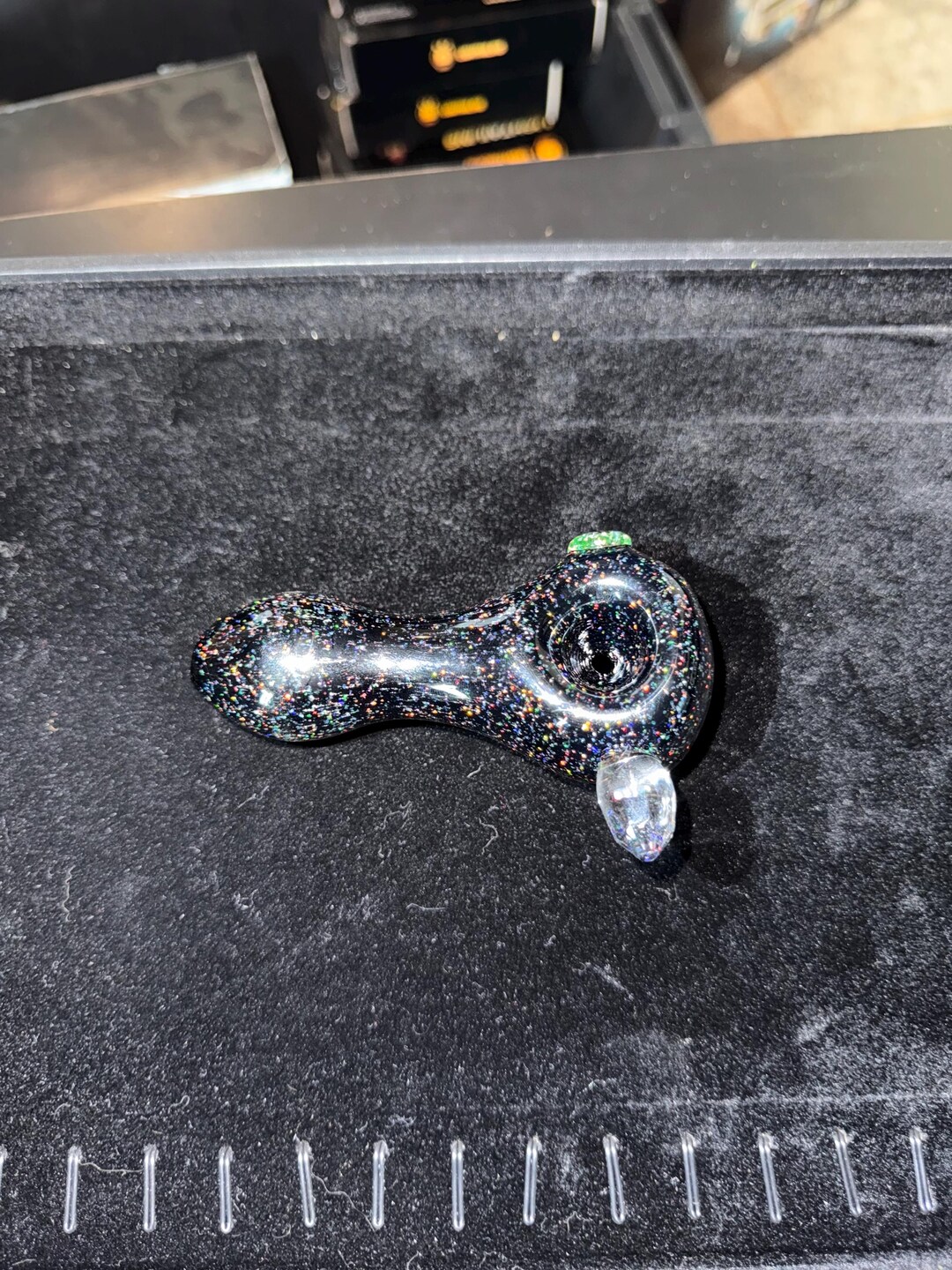 Black Crushed Opal Spoon Pipe With Faceted Attachment - Etsy