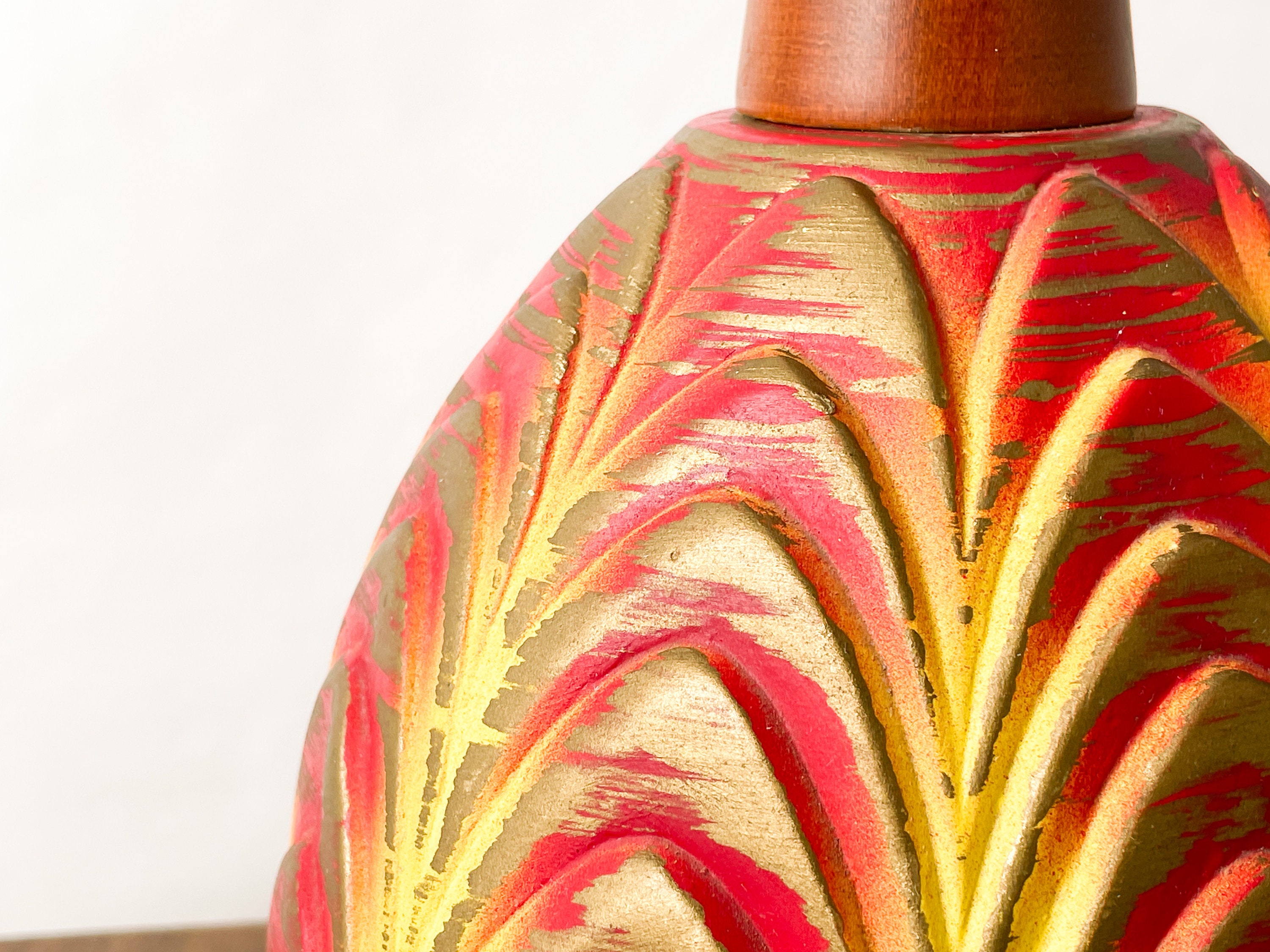 Funky Classic Mid Century Modern Table Lamp Red Yellow Ceramic - Etsy