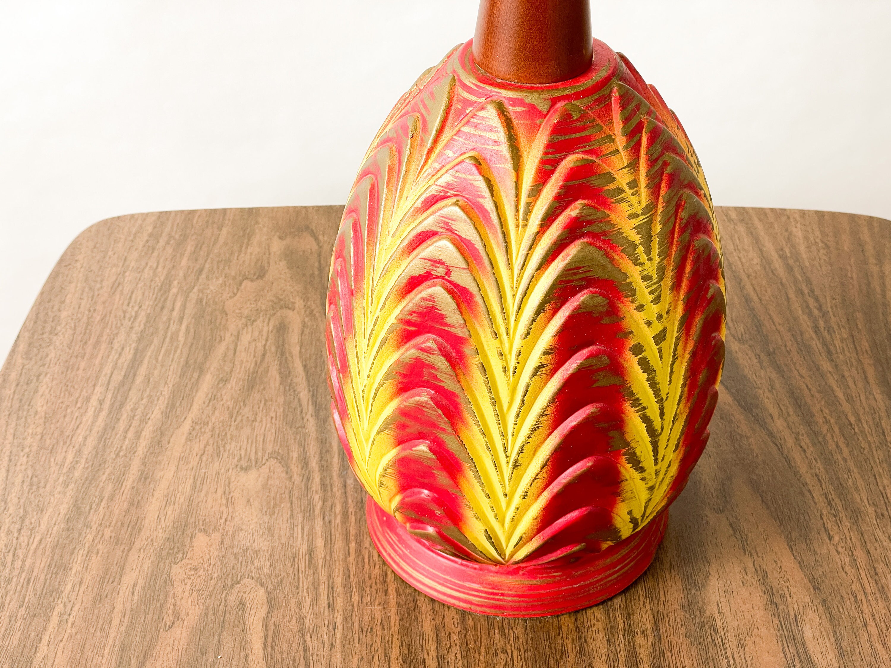 Funky Classic Mid Century Modern Table Lamp Red Yellow Ceramic - Etsy