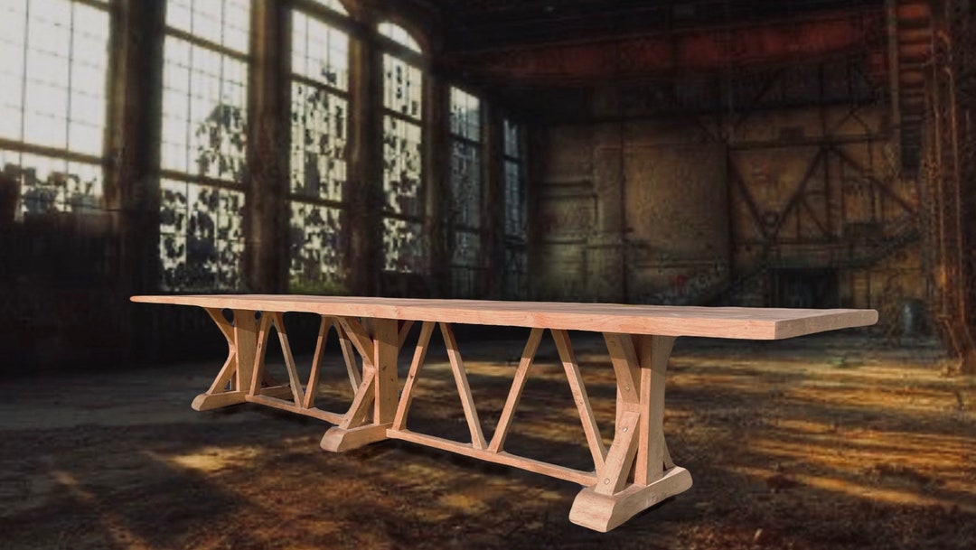 14 Foot Long Trestle Dining Table, Conference Table, Last Supper Table ...