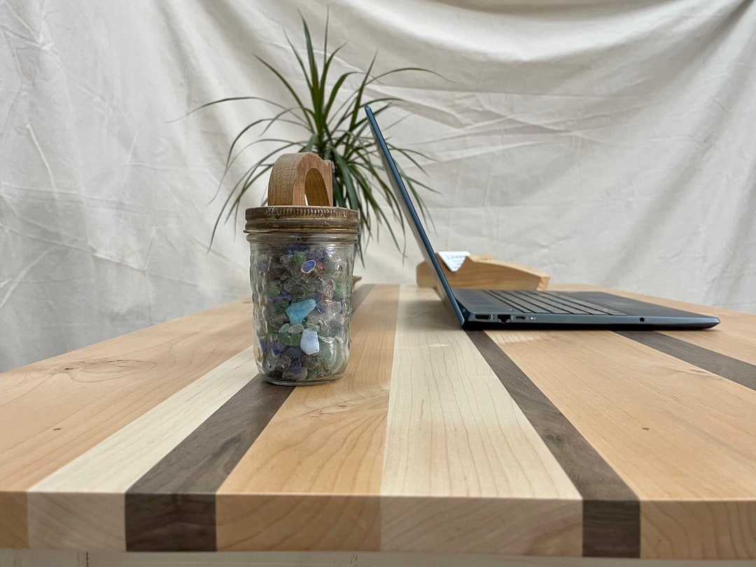 Wood Striped Tabletop, Reclaimed Alder Maple Walnut Oak, Modern ...