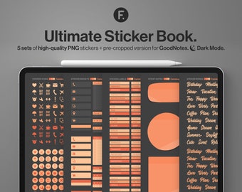 Dark Mode Digital Sticker Book With Over 500 Unique Stickers. | Etsy