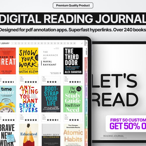 Digital Reading Journal Reading Tracker Goodnotes and - Etsy