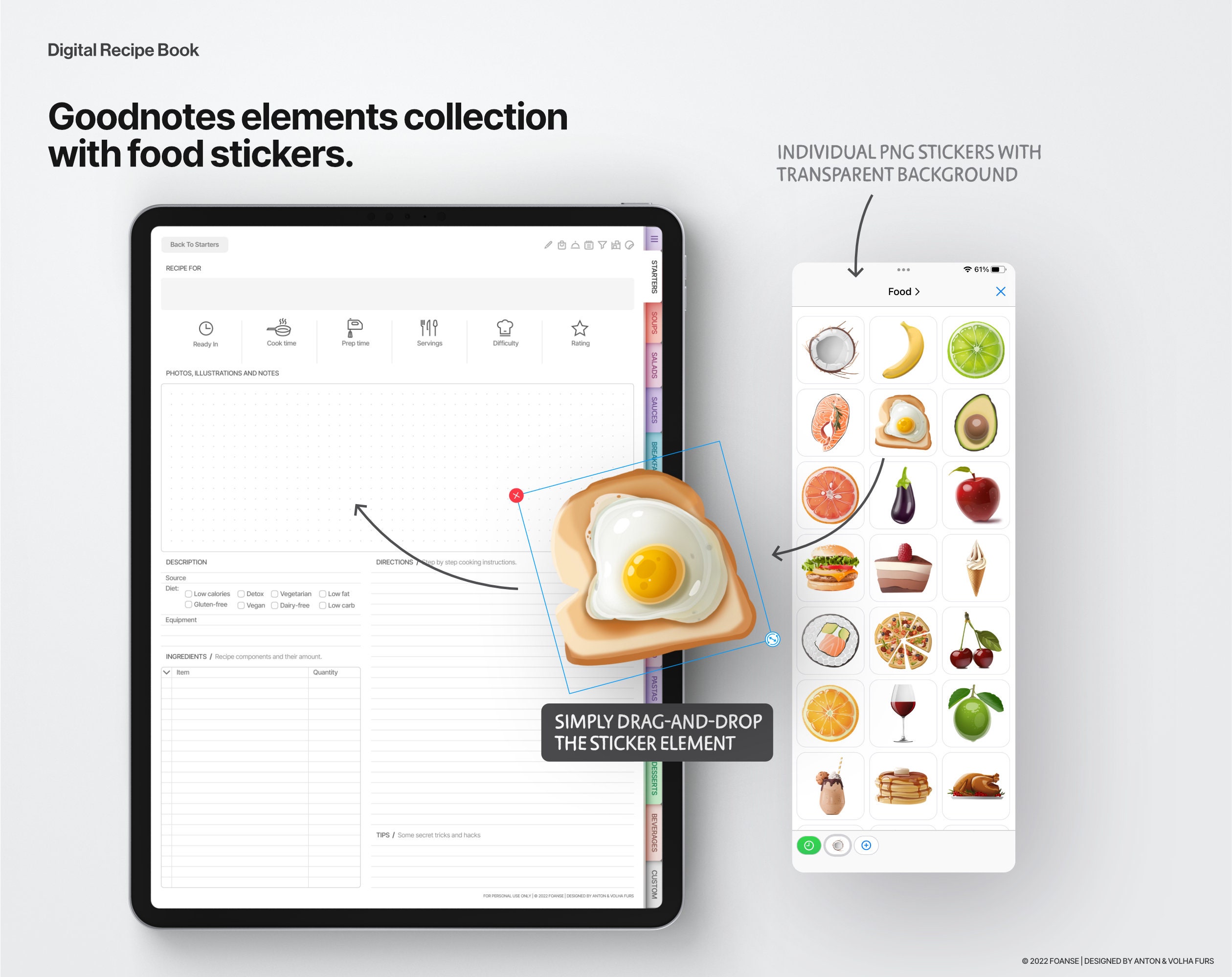 Digital Recipe Book Food Journal Goodnotes and Notability - Etsy