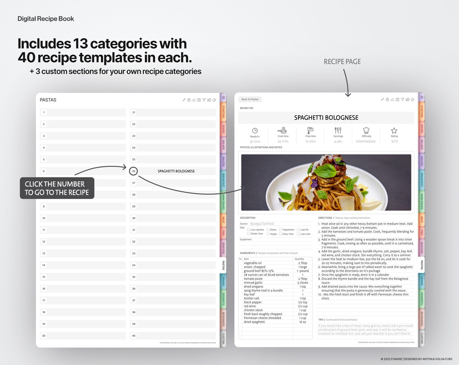 Digital Recipe Book, Food Journal, Goodnotes and Notability Templates ...