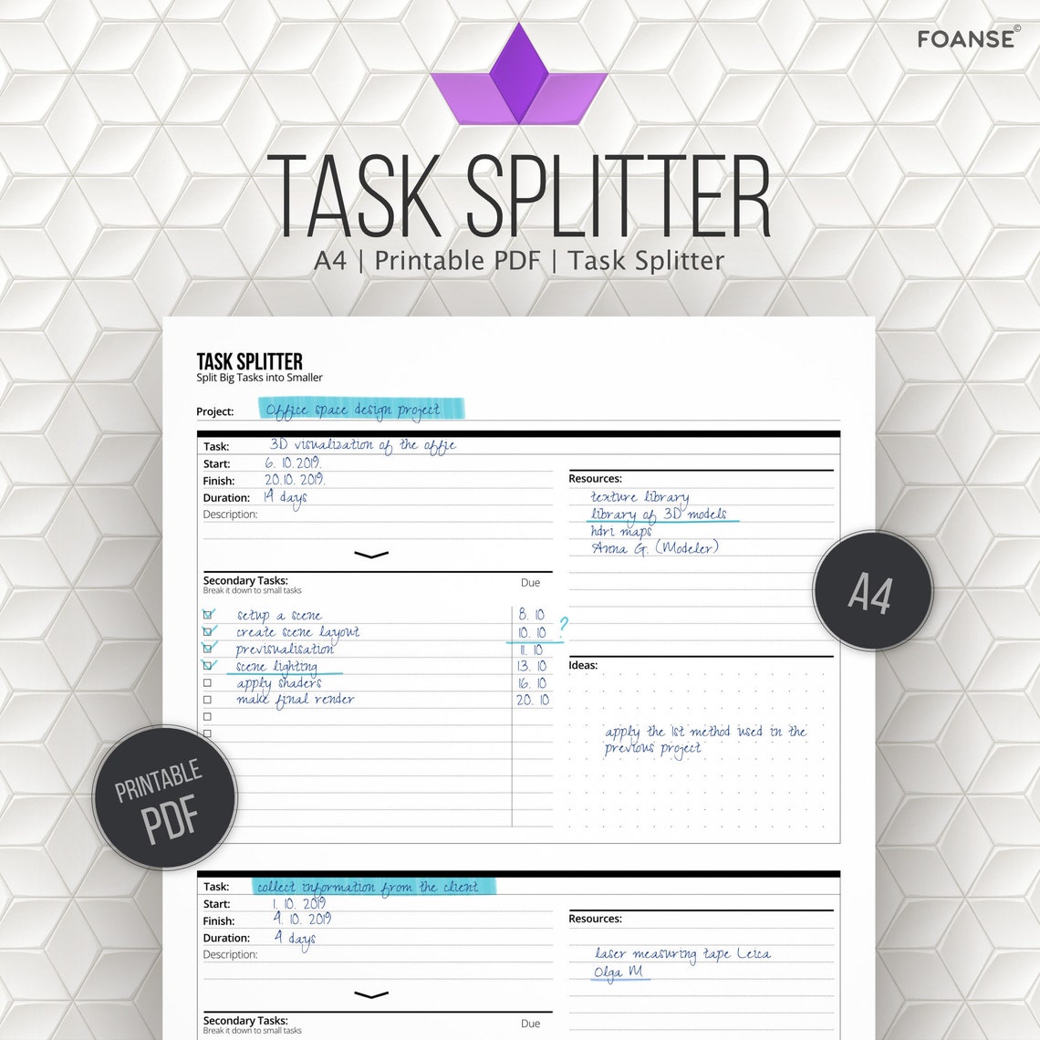 Project Planner Task Splitter Work Planner Student Planner - Etsy