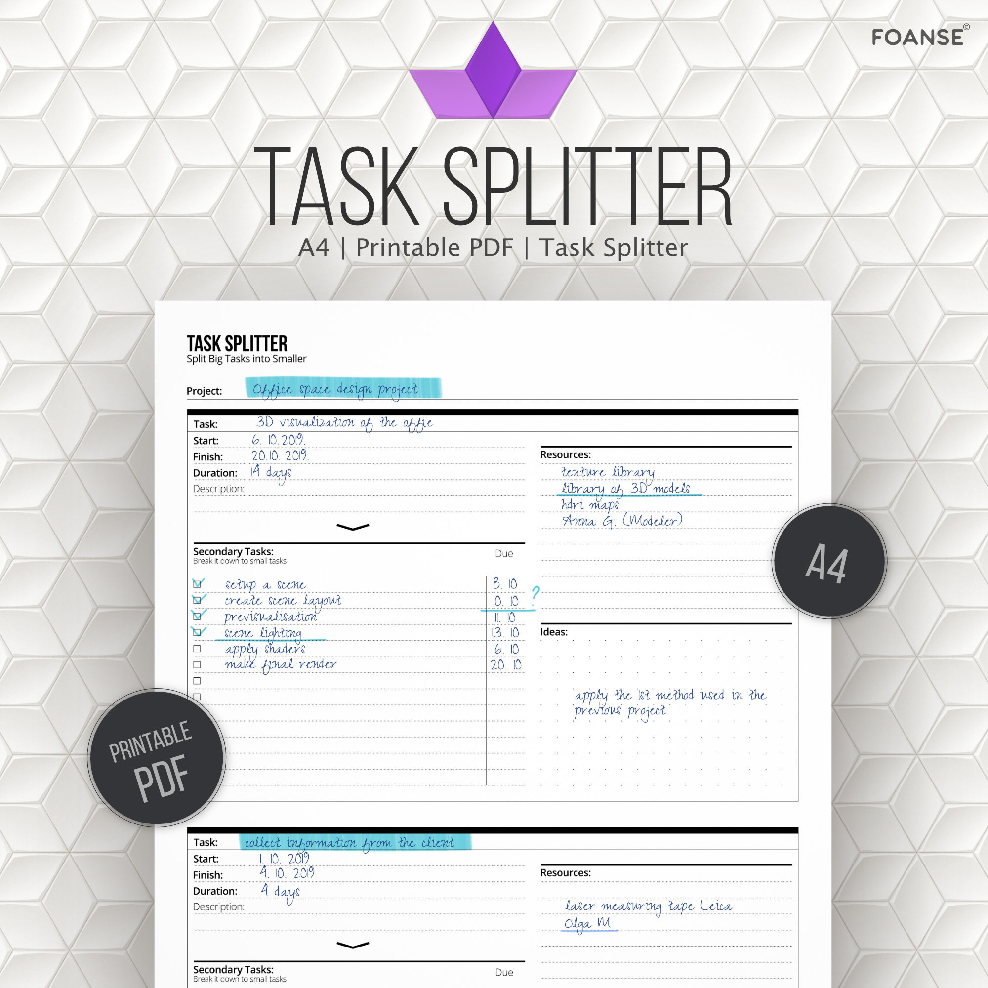 Project Planner Task Splitter Work Planner Student Planner - Etsy