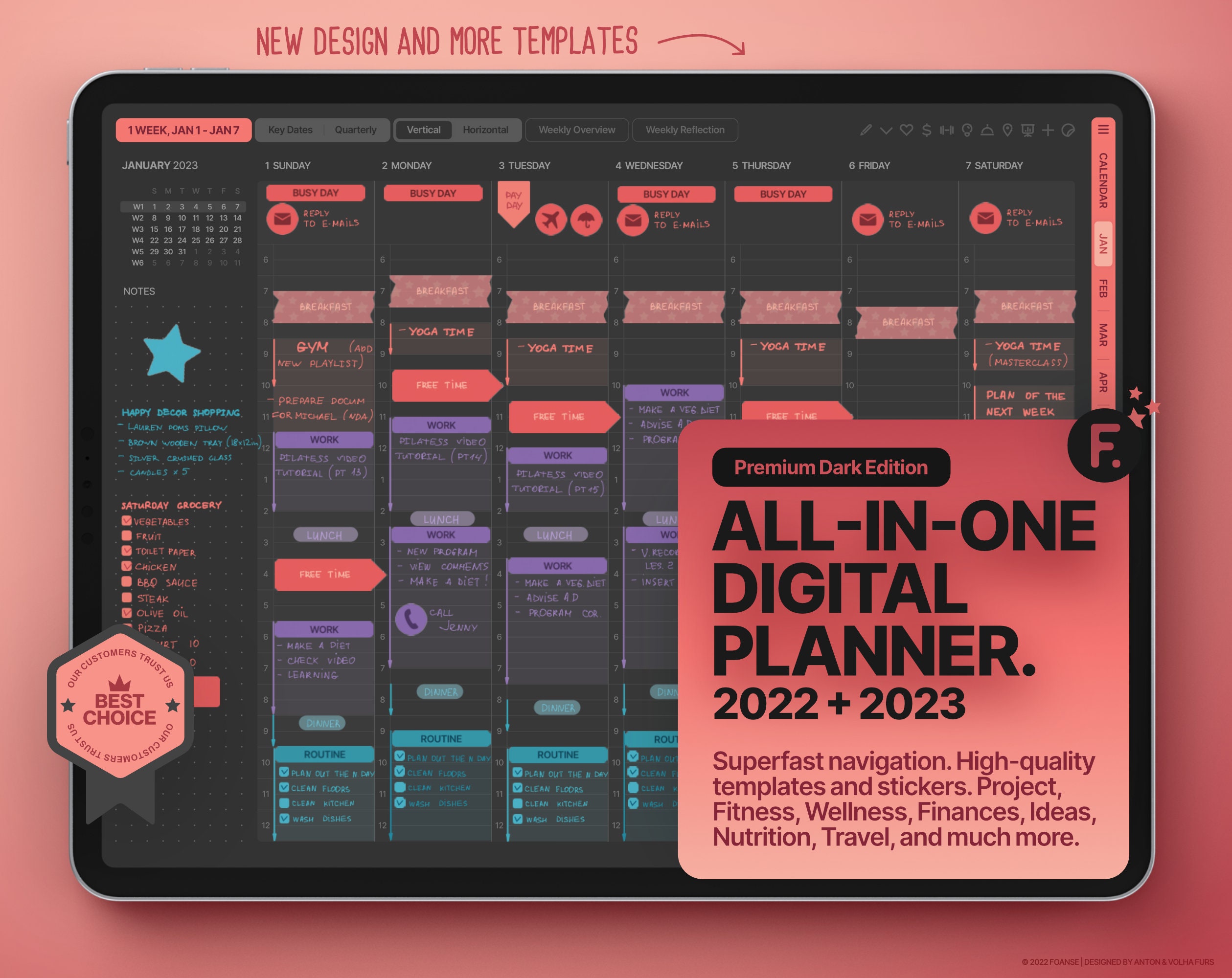 Dark Mode All-in-one Digital Planner 2022 2023 Goodnotes | Etsy