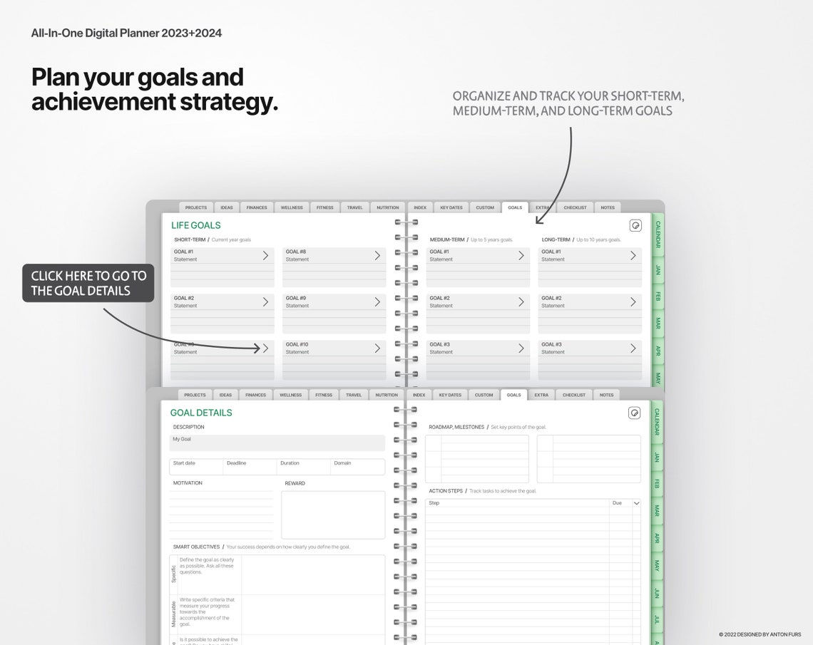 All-in-one Digital Planner 2023 2024 Neo Mint Green - Etsy