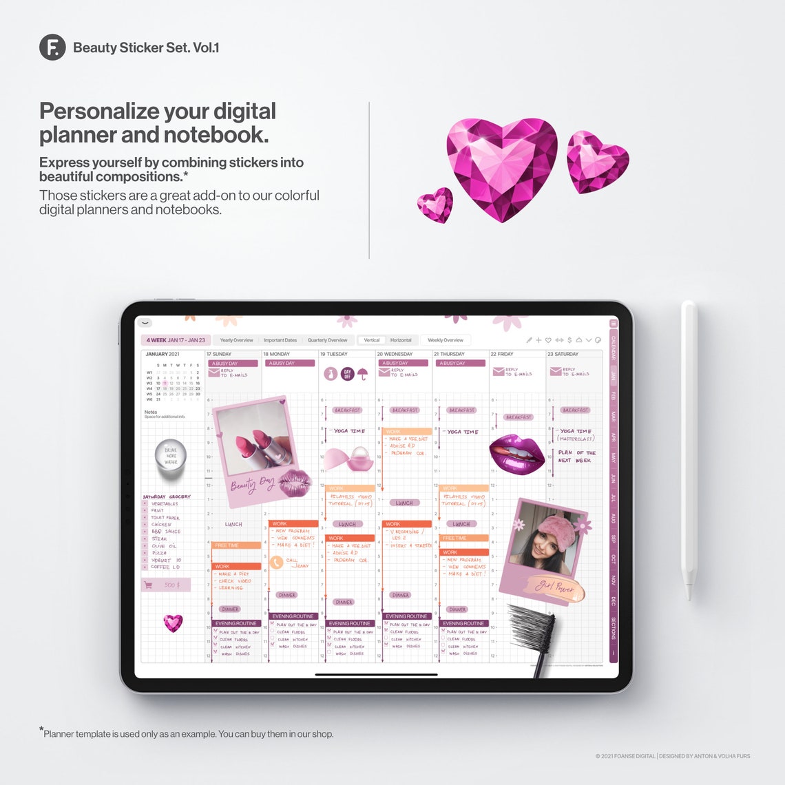 Beauty Digital Stickers Planner Stickers Pre-cropped for | Etsy