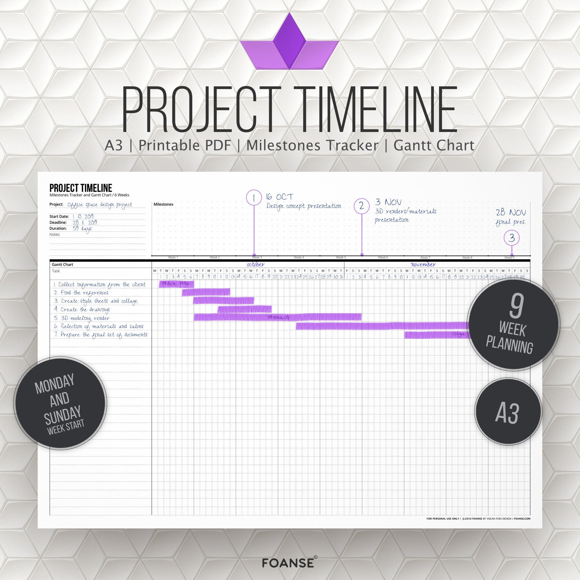 Project Planner A3, Project Timeline, Gantt Chart - Etsy