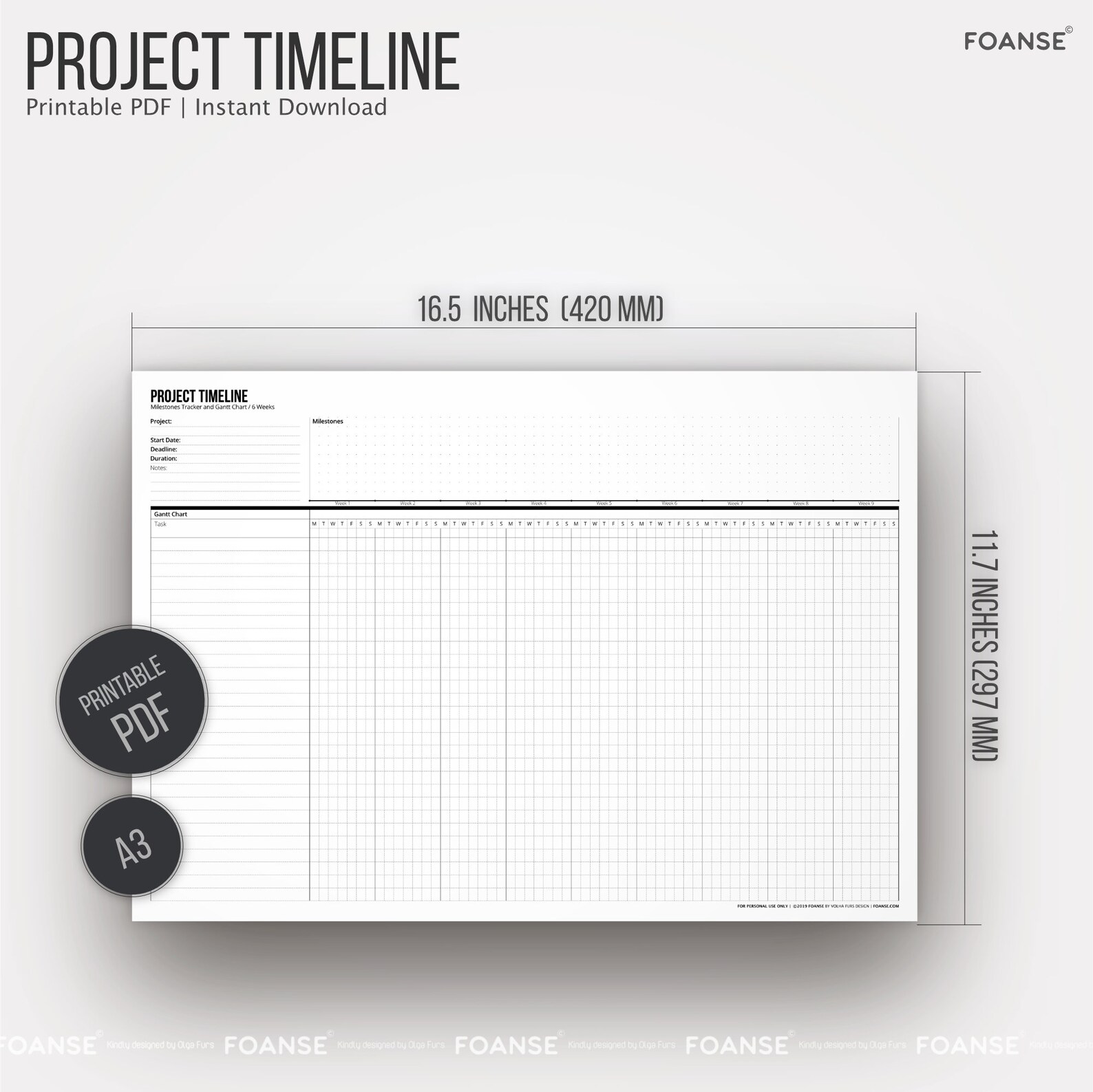 Project Planner A3, Project Timeline, Gantt Chart - Etsy